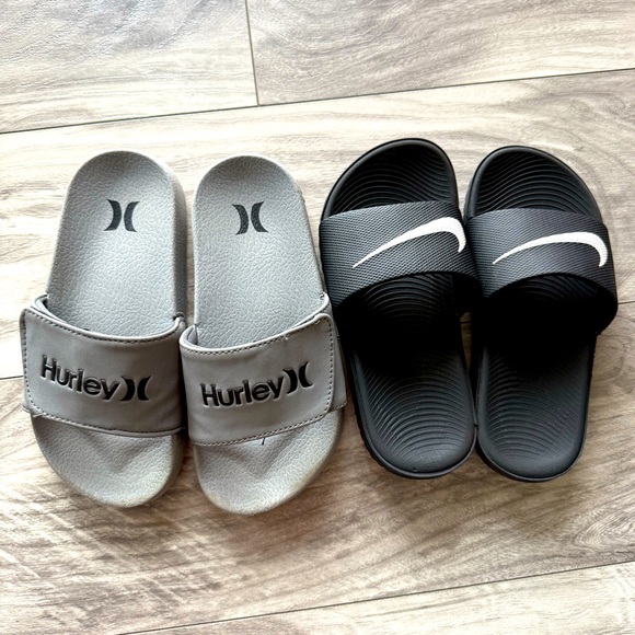 Nike | Shoes | Hurley And Nike Slide Sandals Set Gray And Black | Poshmark